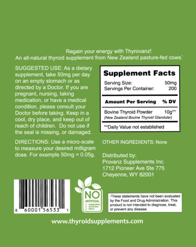 Thyrovanz Bovine Thyroid Powder – Thyroid Supplements