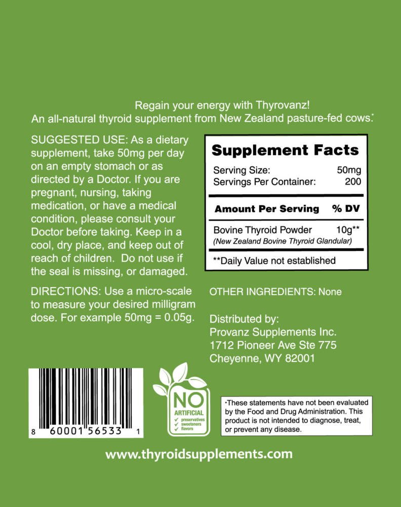 Thyrovanz Bovine Thyroid Powder – Thyroid Supplements
